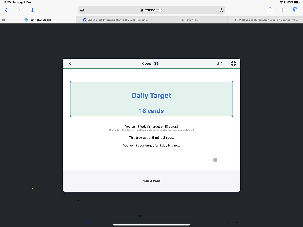 Daily target reached multiple times a day - Bug Reports - RemNote