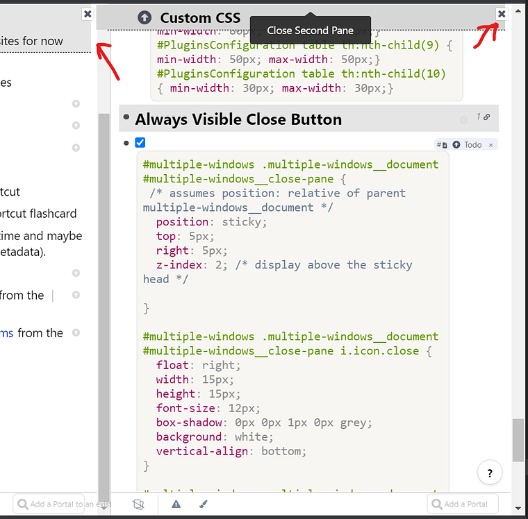 [Custom CSS] Always Visible Pane Close Button - RemNote - RemNote