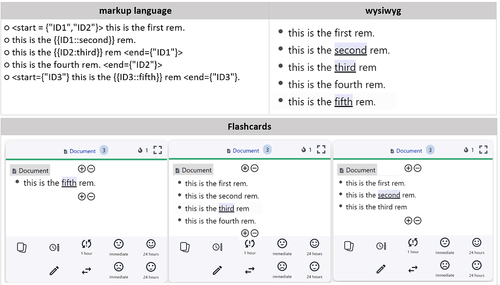 Clozes: hide all, combine clozes, clues/hints, start/end points for Queue's and more! (a system ...