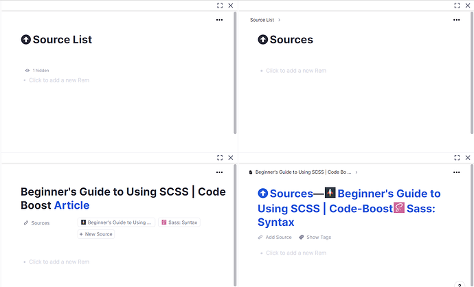 How do the "Source" "Sources" "Source List" powerup differ from each ...