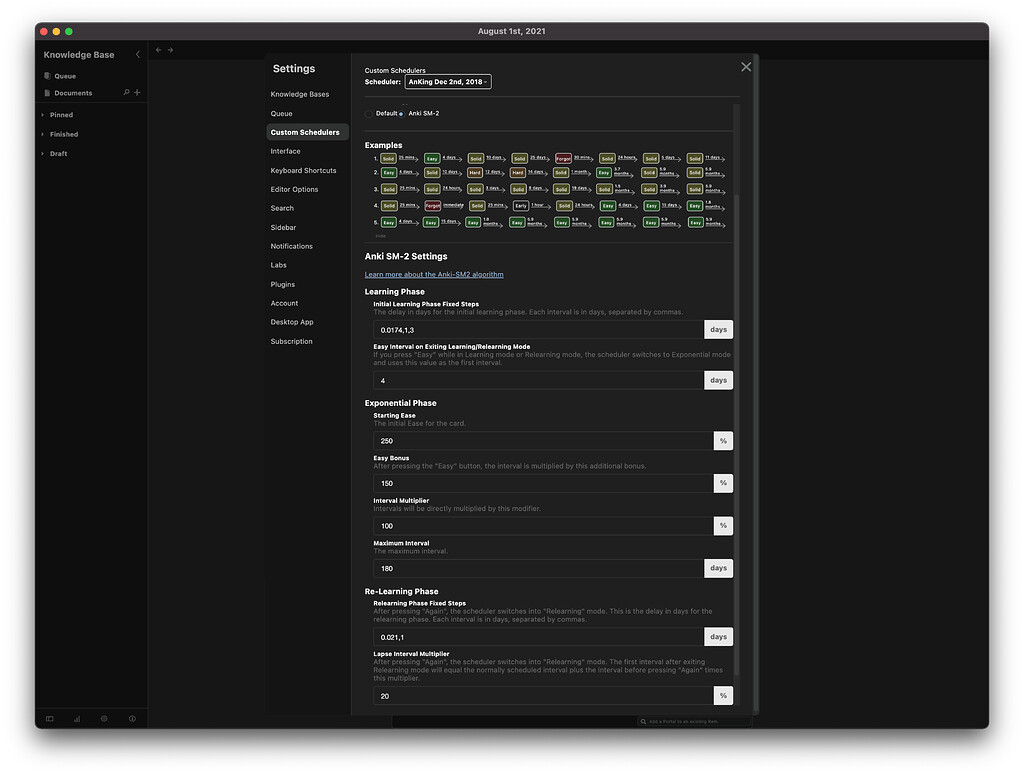 A Share: Popular Anki Settings for RemNote - Spaced Repetition - RemNote
