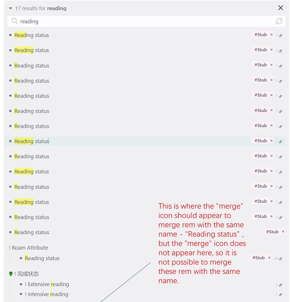 Cannot merge rem with the same name as the tag stub - Bug Reports - RemNote