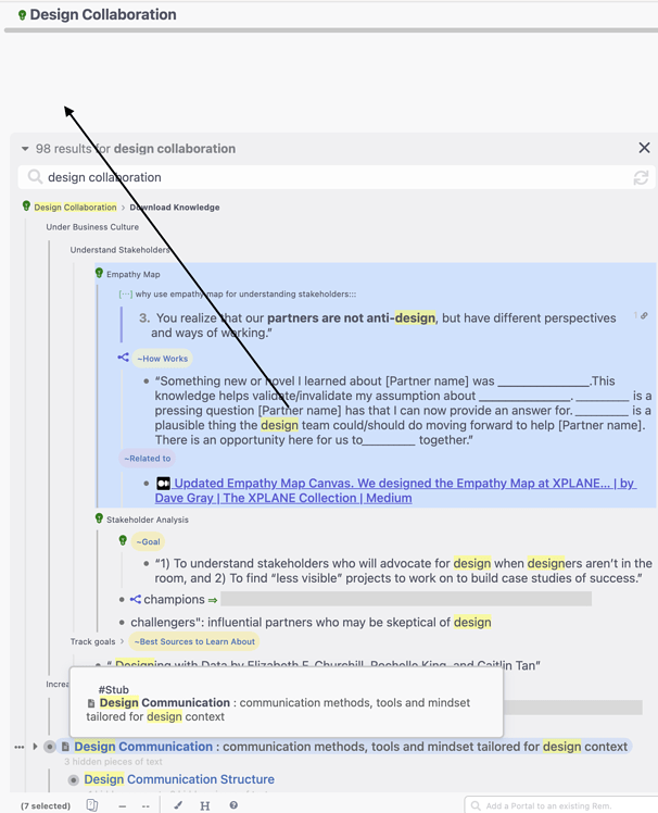 Hide search results after copied portal, tag or Rem reference into main document - Feature ...