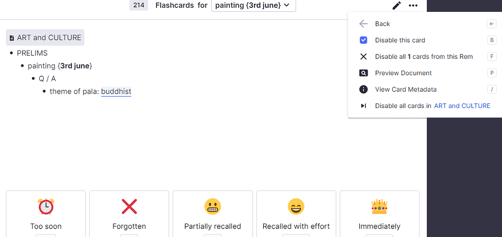I can't disable a specific flashcard by pressing B (Affect Cloze Cards and Image Occlusion Cards ...
