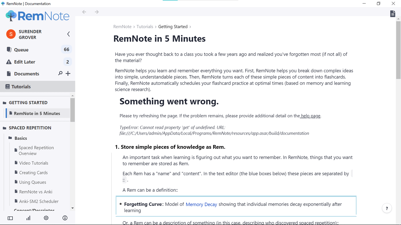 Turn off the tutorial - Bug Discussion - RemNote