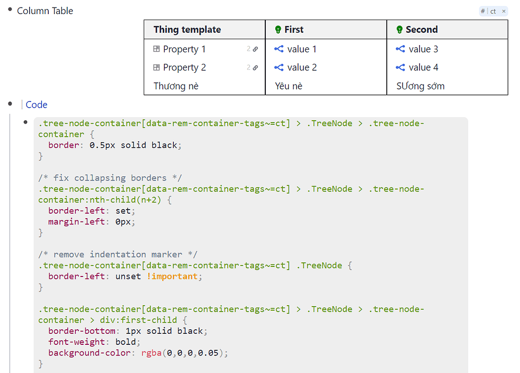 WIP: Table Layout - Plugins and Custom CSS - RemNote