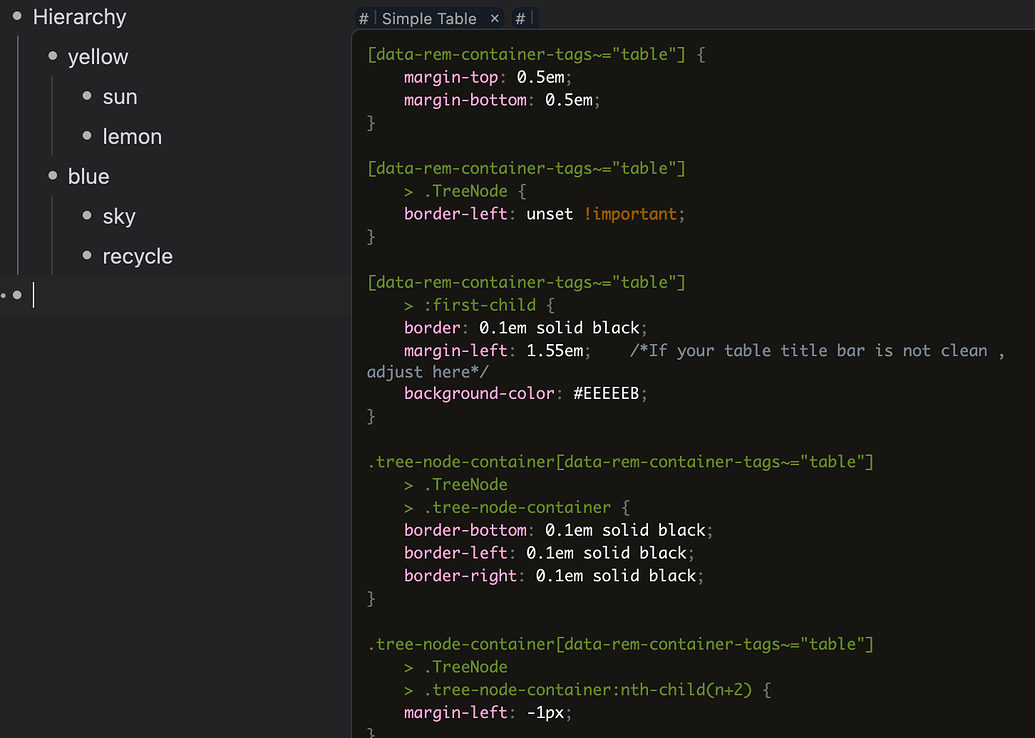 Modern Column Table - CSS - RemNote