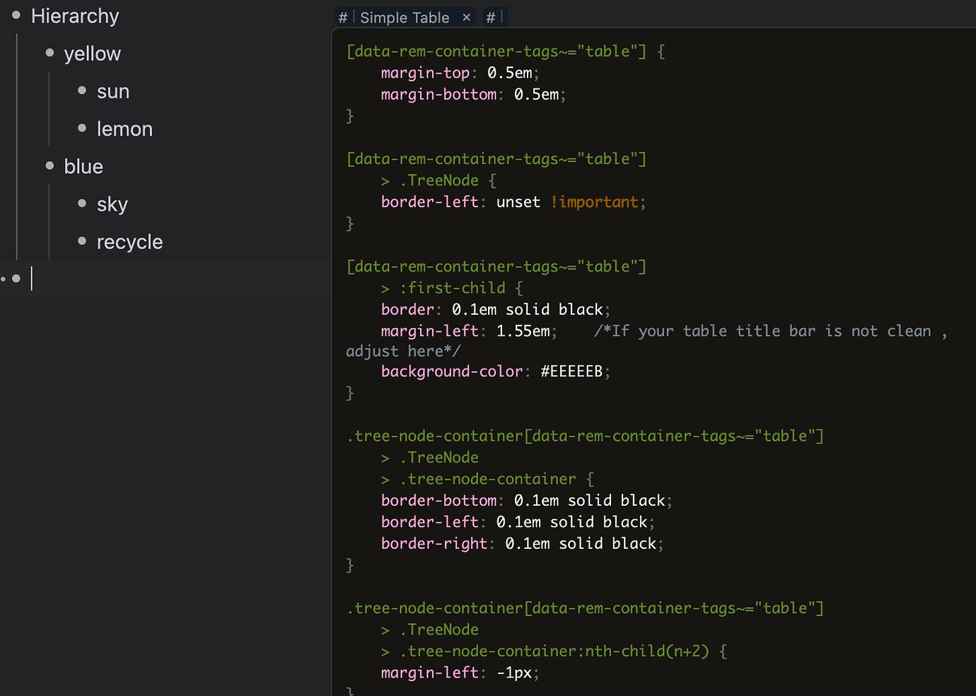 Modern Column Table - CSS - RemNote